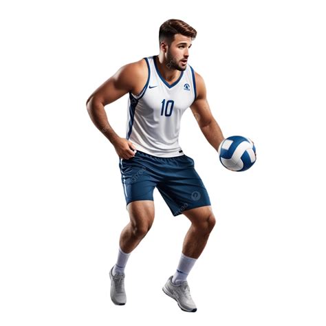 Young Male Volleyball Player With Ball Isolated On White Background