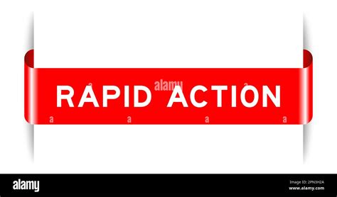 Red Color Inserted Label Banner With Word Rapid Action On White