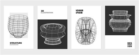 벡터 3d 선 구조 개념 패턴 디자인 템플릿 추상적인 배경 3차원 형태에 대한 스톡 벡터 아트 및 기타 이미지 3차원 형태