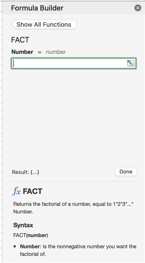 Trouver Factorielle à Laide De La Fonction Fact Dans Excel Pour Mac
