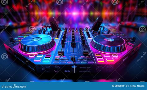 Dj Controller With Headphones On Top Of It Generative Ai Stock