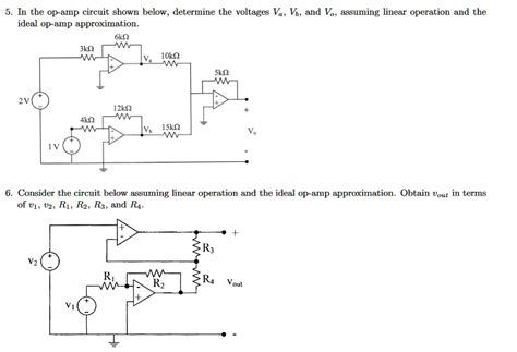 5 in the op amp circuit shown below determine the voltages va vb