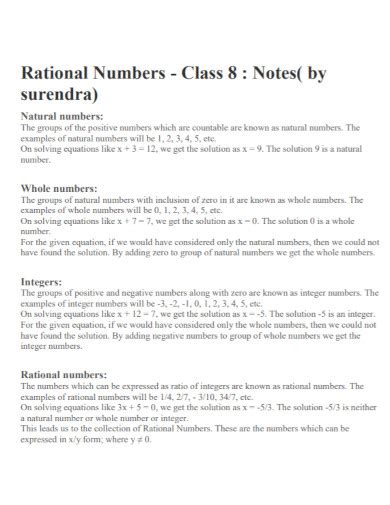 Rational Numbers 100 Examples Format How To Discern Pdf