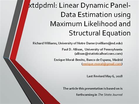Xtdpdml Linear Dynamic Panel Data Estimation Using Maximum
