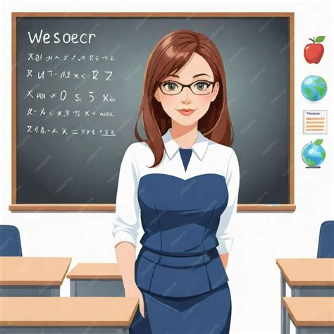 Teacher Using A Classroom Display Detailed Vector Set Premium Ai