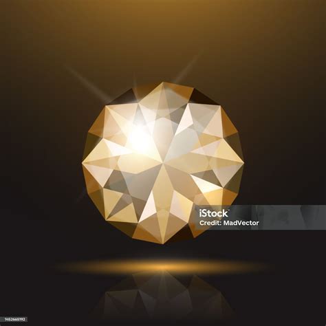 벡터 3d 현실적인 노란색 갈색 베이지색 투명한 둥근 빛나는 보석 다이아몬드 크리스탈 라인석은 검은 배경에 근접 촬영 보석 개념 디자인 템플릿 배너 3차원 형태에 대한 스톡