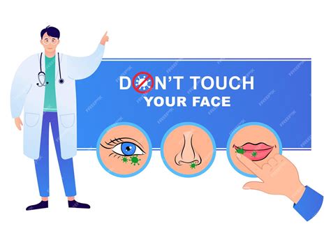 No Toque Las Manos Ojos Nariz Boca Evite Tocarse La Cara Vector Premium