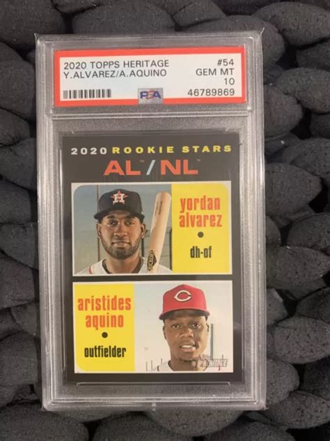 2020 Topps Heritage Yordan Alvarez Aristides Aquino Rc 54 Psa 10
