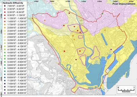 Map Of Hydraulic Diffusivity D Values M 2 S Calculated From