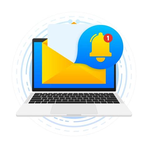 Premium Vector New Notification On Laptop Screen Laptop With Notification Bell Unread