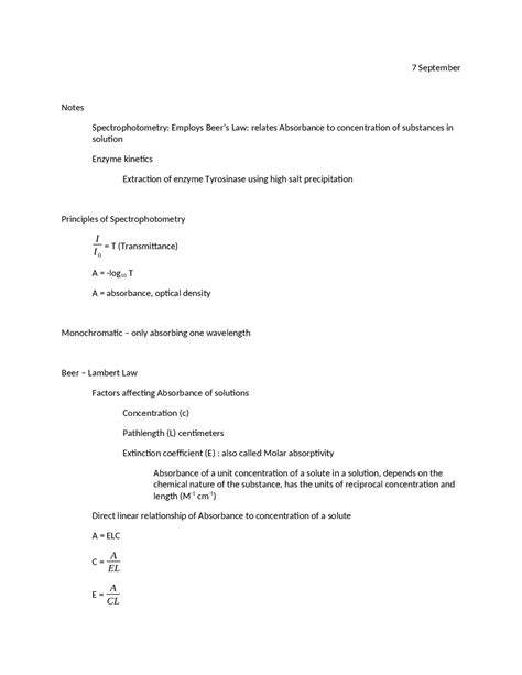 Spectrophotometry Of Cell Biology Laboratory Lecture Slides Life