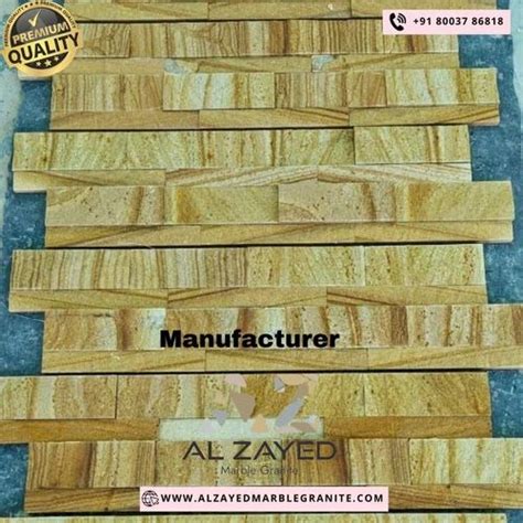 Natural Stone Wall Cladding Teak Wood Sandstone Wall Cladding
