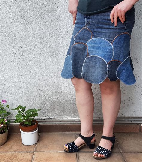 Patchwork Jean Skirt