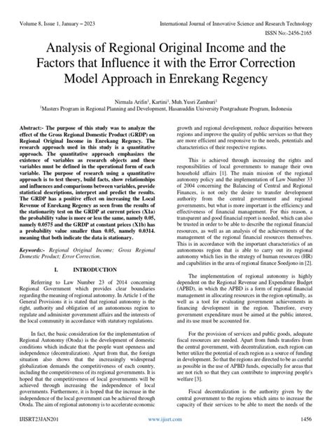analysis of regional original income and the factors that influence it