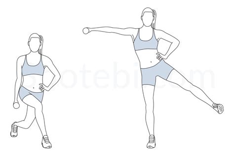 Curtsy Lunge Side Kick Raise Illustrated Exercise Guide