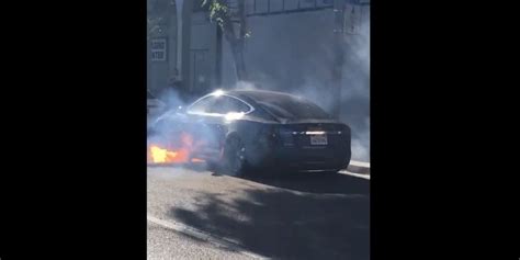 Actors Tesla Catches Fire In La