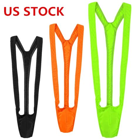 Men Sexy Erotic Lingerie Stretchy Open Thong Mankini Swimsuit Mens
