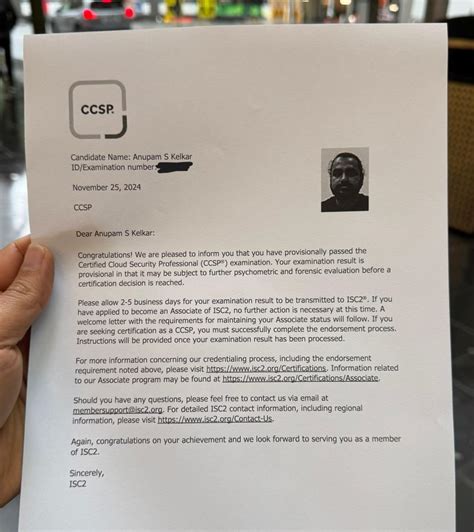 Passed The Isc2 Ccsp Certified Cloud Security Professional Exam On To… Anupam Kelkar 24