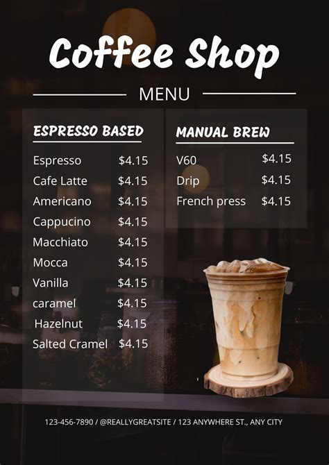 Coffee Cafe Menu
