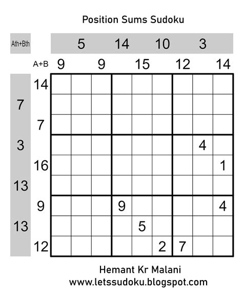 Let S Sudoku Sudoku 92 Position Sums Sudoku