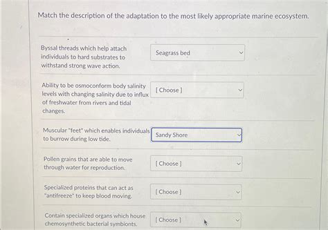 Solved Match The Description Of The Adaptation To The Most Chegg