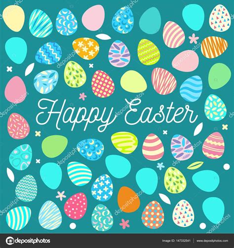 행복 한 부활절입니다 그린된 계란입니다 귀여운 그림 스톡 벡터 ©saolar 147332541