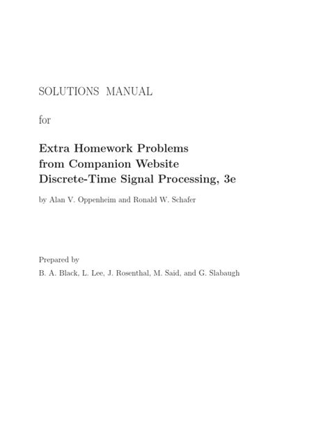 Digital Signal Processing By Oppenheim Home Works Pdf Pdf Digital