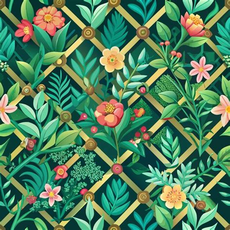 Lush Lattice Pattern Repeated Vector Illustration Premium Ai