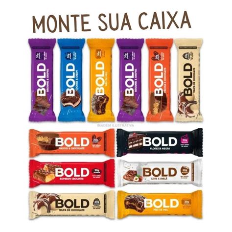 Barra Bold Barrinha 20grs De Proteína Caixa Mista Com 12 Und Cacau