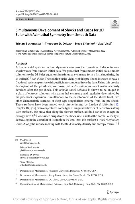 Simultaneous Development Of Shocks And Cusps For 2d Euler With