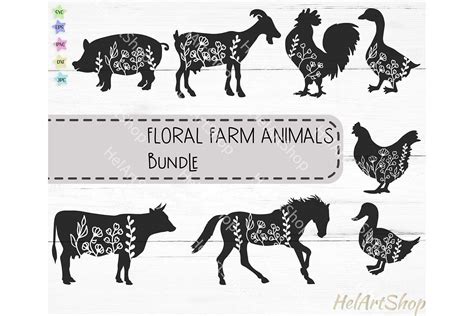 Floral Farm Animals Svg Farm Svg Horse Svg Pig Svg 602359 Cut
