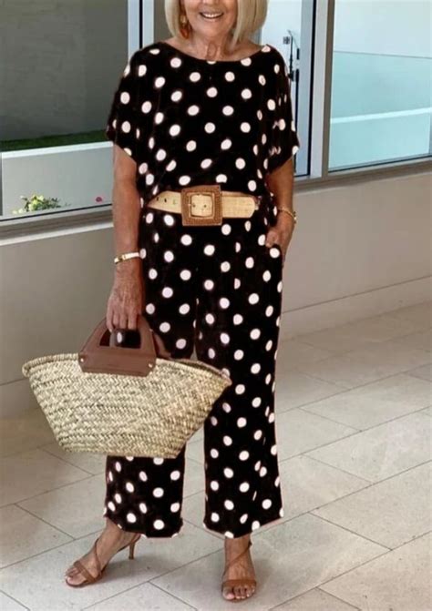 Polka Dot Short Sleeve Top And Trousers Two Piece Set Due Pezzi
