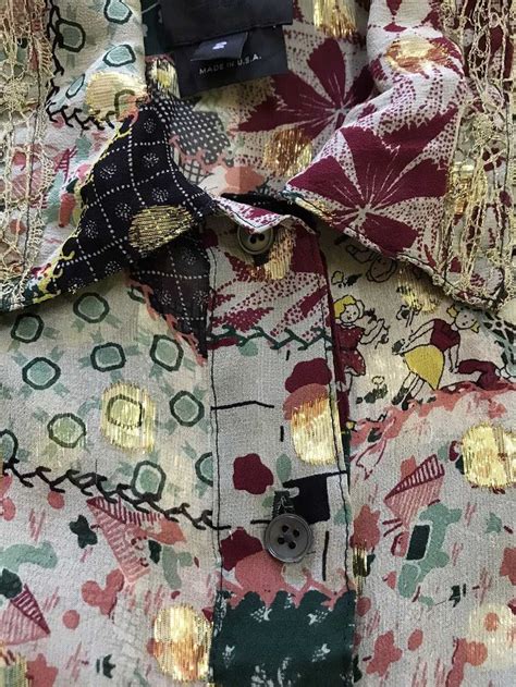 Anna Sui Anna Sui Top And Skirt Set Silk Patchwork Abst Gem