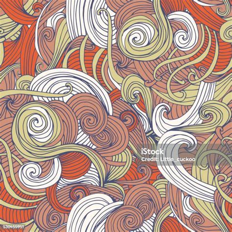 Abstrak Pola Gelombang Yang Digambar Tangan Mulus Ilustrasi Stok
