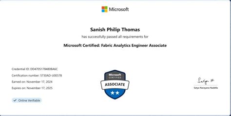 Sanish Thomas On Linkedin Just Earned My Microsoft Certified Fabric