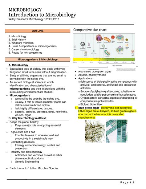 Bio425 Module 1 Intro To Microbio Notes MICROBIOLOGY Introduction To