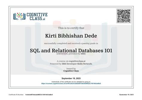Sql Database Certificationcomplete Continuouslearning Kirti Dede