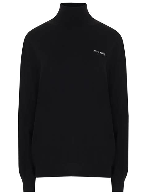 Свитер шерстяной от Miu Miu за 134 000 рублей цвет черный артикул Mmr423 S 232 13k2 F0002