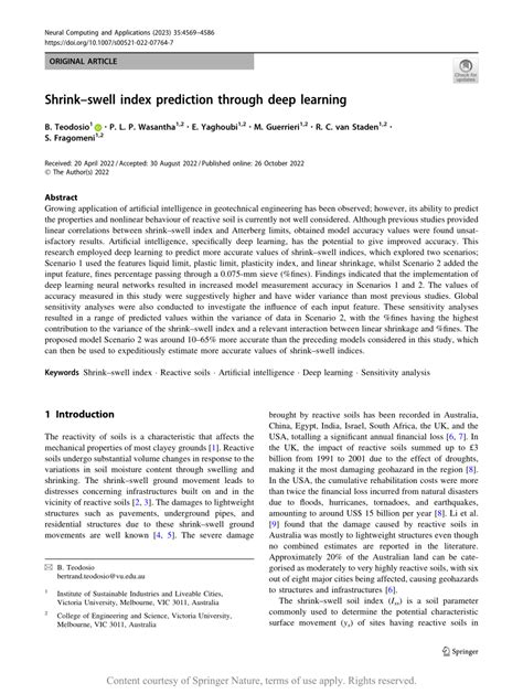 Pdf Shrinkswell Index Prediction Through Deep Learning