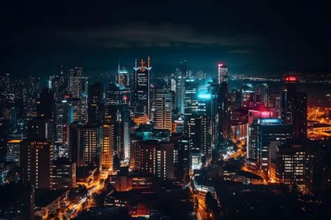 Premium Ai Image Modern City At Night Neural Network Ai Generated