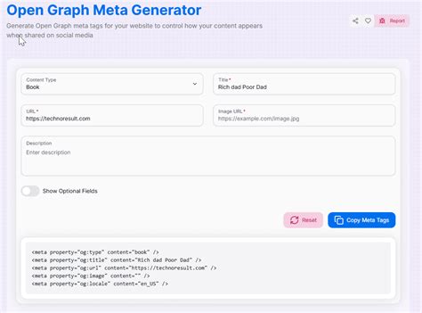 Open Graph Meta Generator | Optimize Social Sharing | WebToolsCenter