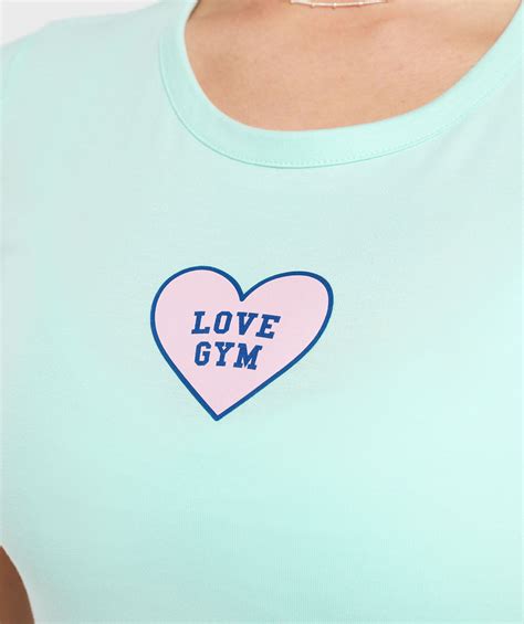 Gymshark Love Hearts Crop Top Serene Blue Gymshark