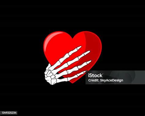 Skeleton Hand Holding Love Illustration Logo向量圖形及更多人類骨架圖片 人類骨架 手 人
