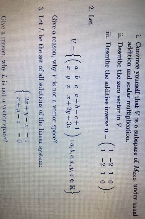 solved 4 2 vector spaces 1 the zero and additive inverse