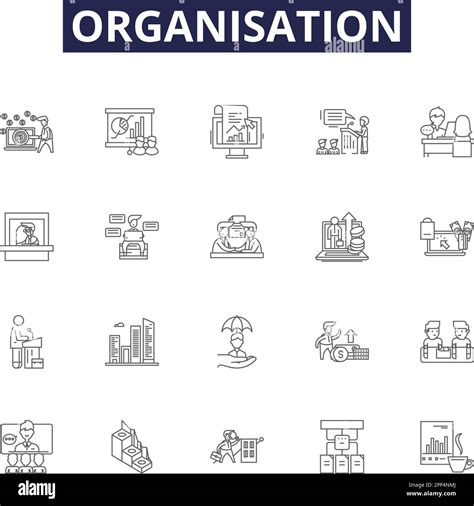 Organisation Line Vector Icons And Signs Structure Order Group Plan