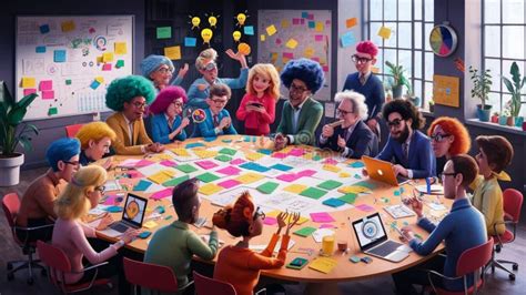 Dynamic Team Brainstorming Session Stock Illustration Illustration Of
