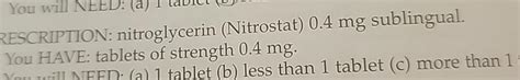 Solved Rescription Nitroglycerin Nitrostat 0 4mg