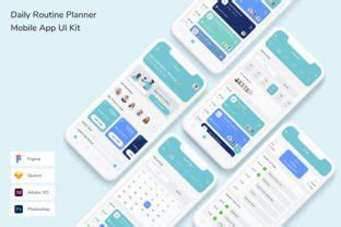 Daily Routine Planner Mobile App UI Kit Graphic By Betush Creative