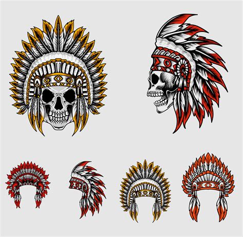 Set Indian Apache Head Vector Illustration 4573680 Vector Art At Vecteezy