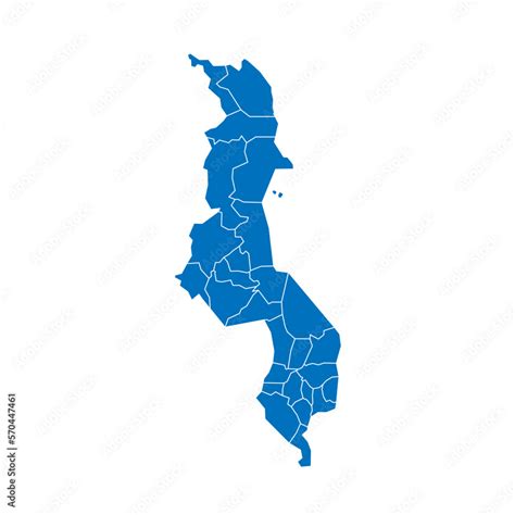Malawi Political Map Of Administrative Divisions Districts Solid